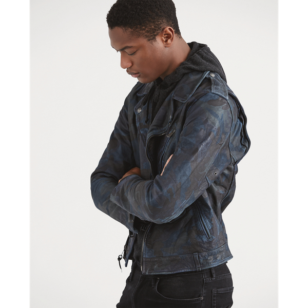 Camo Leather Biker Jacket