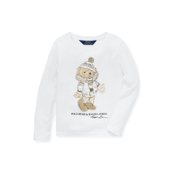 Christmas Bear Cotton T Shirt for Girls Ralph Lauren UK