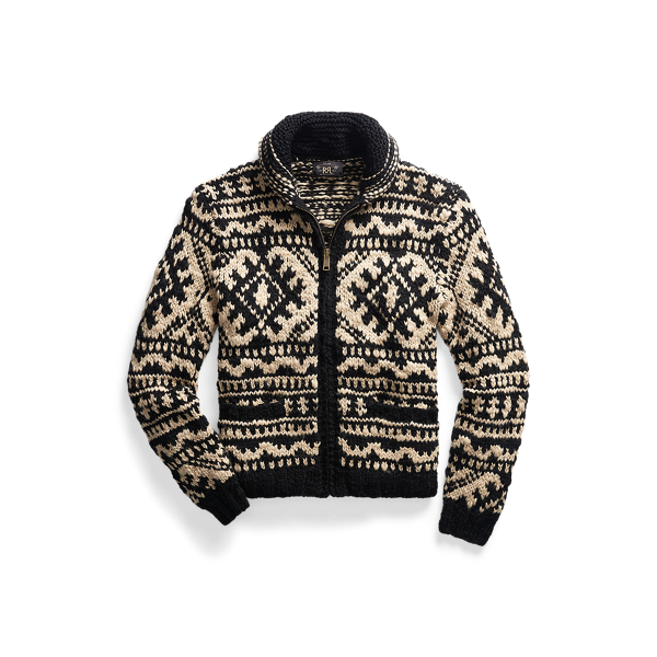 Hand-Knit Wool Full-Zip Sweater