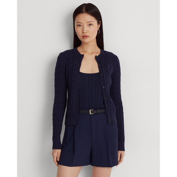 Cable-Knit Cotton Cardigan Sweater