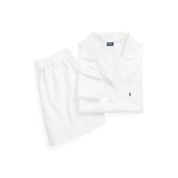 Pyjama chemise courte et short popeline pour femme | Ralph Lauren® BE