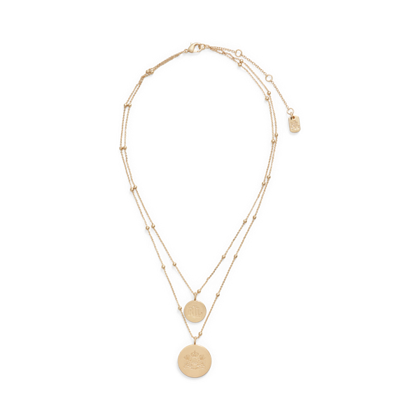Colar dourado em camadas com logótipo para mulher | Ralph Lauren® PT