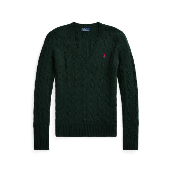 Pullover mit V-Ausschnitt und Zopfmuster für Damen | Ralph Lauren® DE