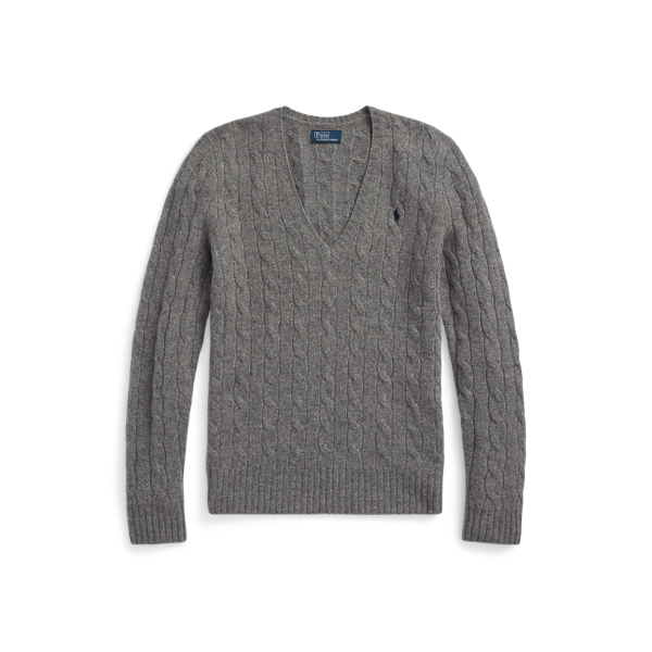 Cable-Knit Wool-Cashmere V-Neck Jumper for Women | Ralph Lauren® UK