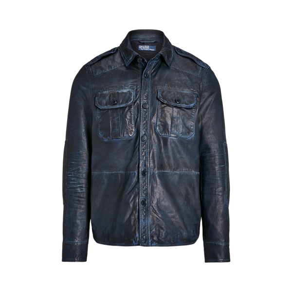 Indigo Leather Utility Jacket | Ralph Lauren® Australia