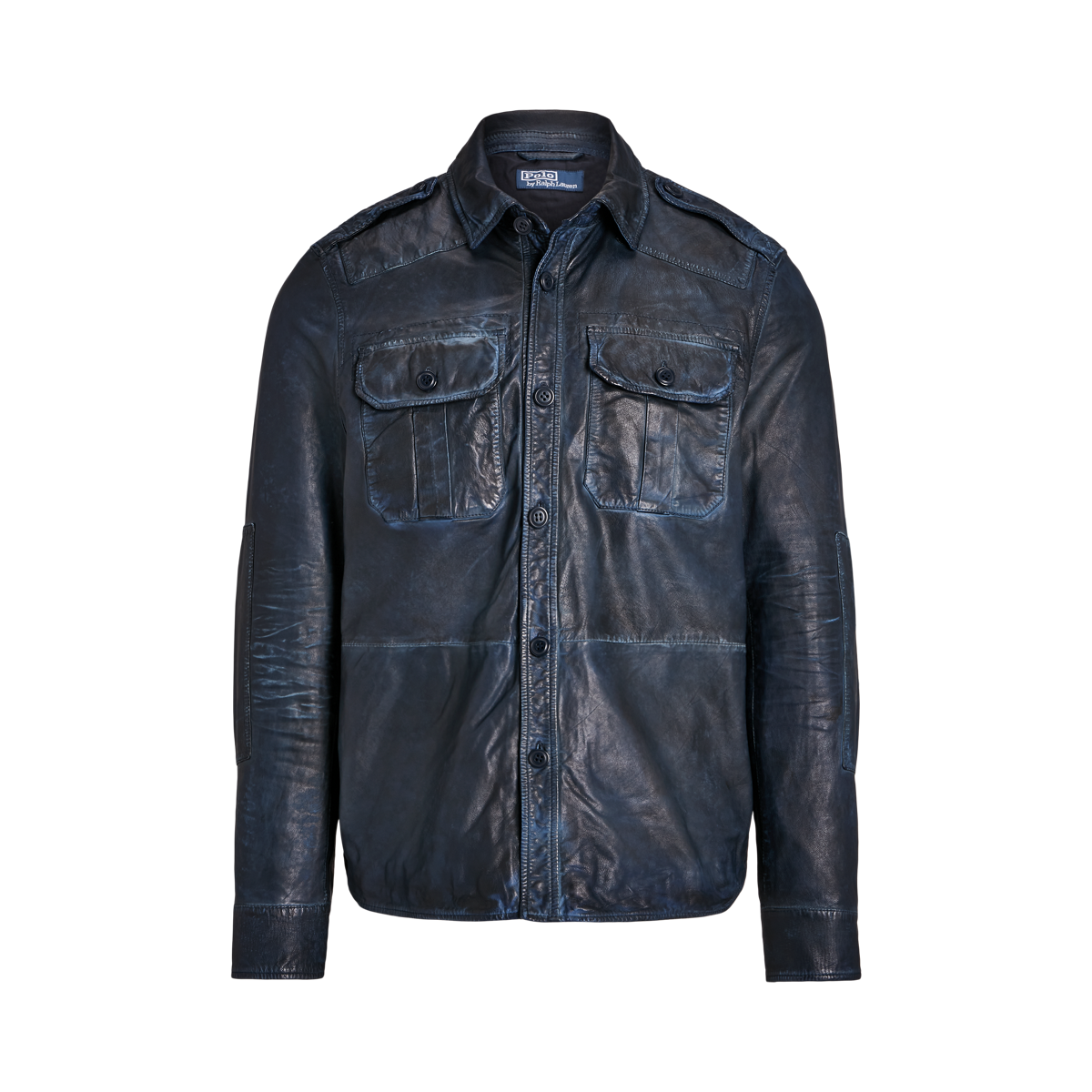 Indigo Leather Utility Jacket Indigo Leather Utility Jacket