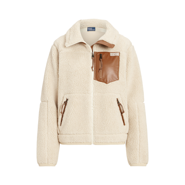 Leather-Trim High-Pile Fleece Jacket for Women | Ralph Lauren® UK
