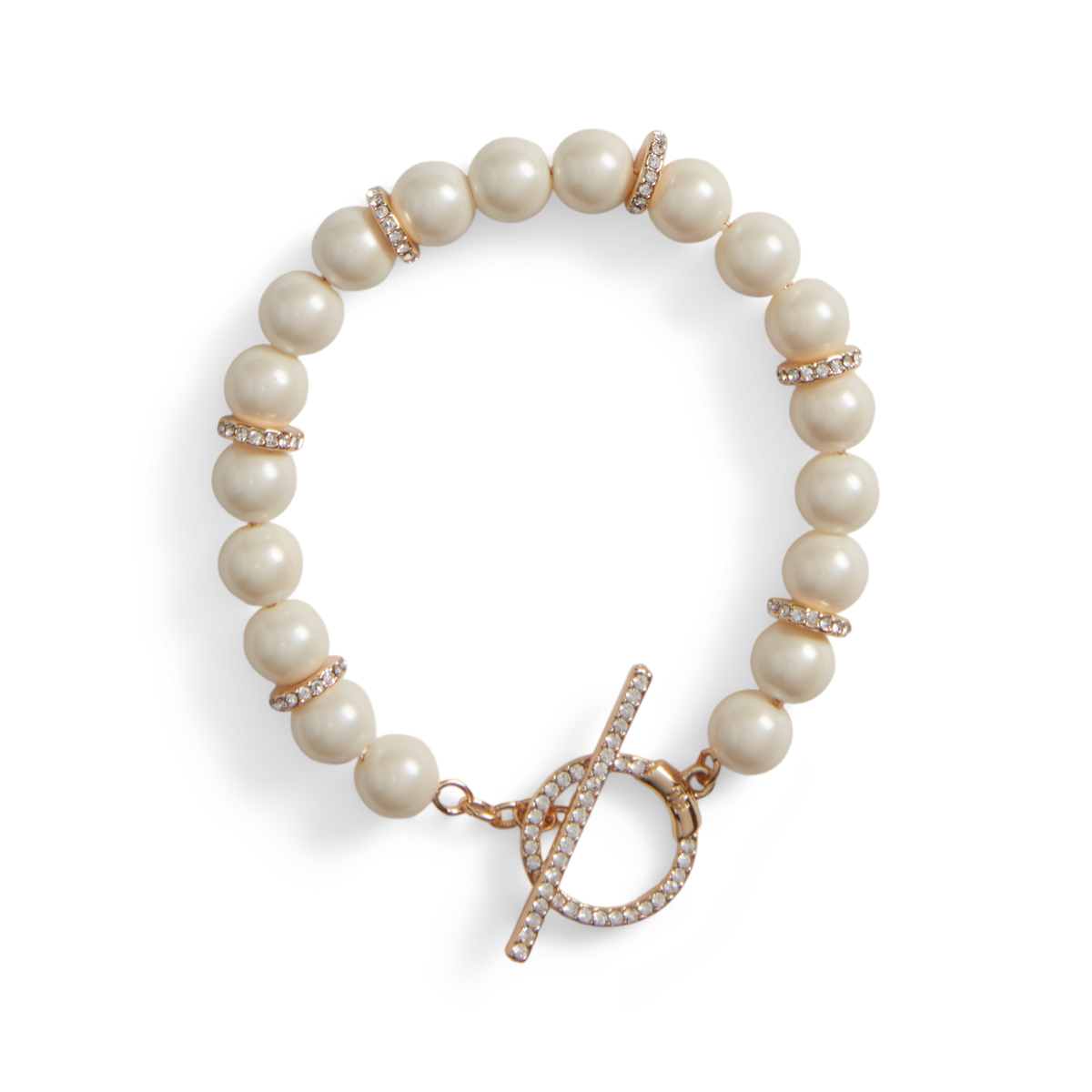 Pave Faux Pearl Flex Bracelet