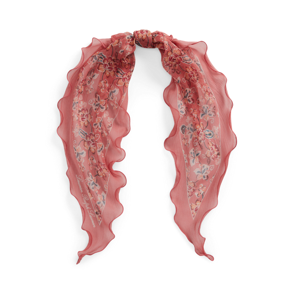 Floral Silk Chiffon Diamond Scarf