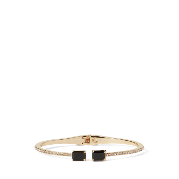 Gold-Tone Pavé Stone Hinge Bangle