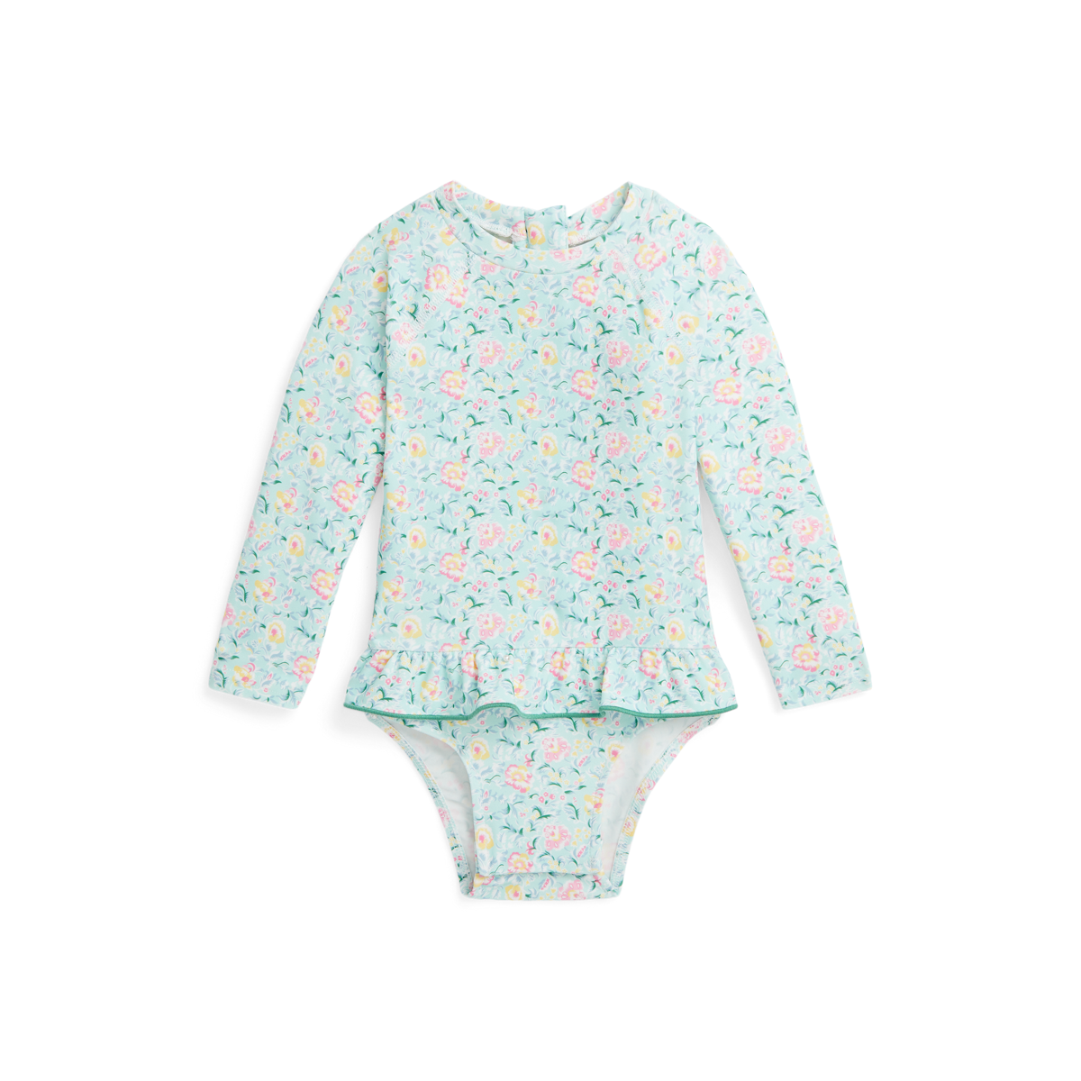 Floral Ruffled One-Piece Rash Guard