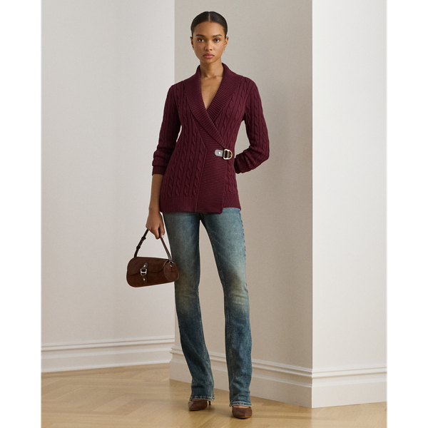 Buckle-Trim Cotton Sweater