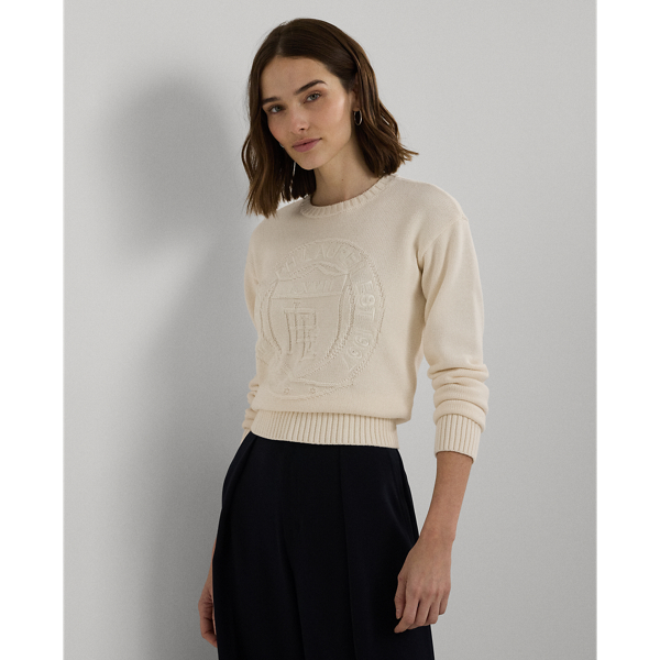 Logo-Crest Cotton Crewneck Sweater