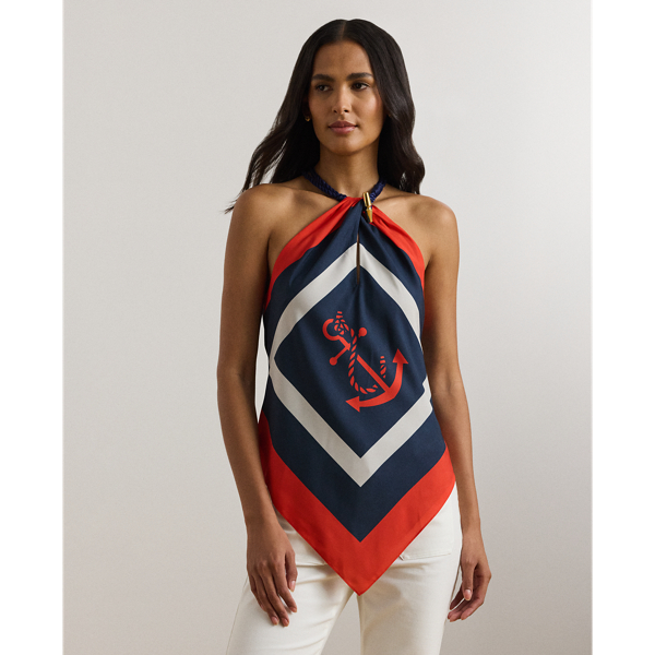 Anchor-Print Crepe Halter Blouse for Women | Ralph Lauren® UK