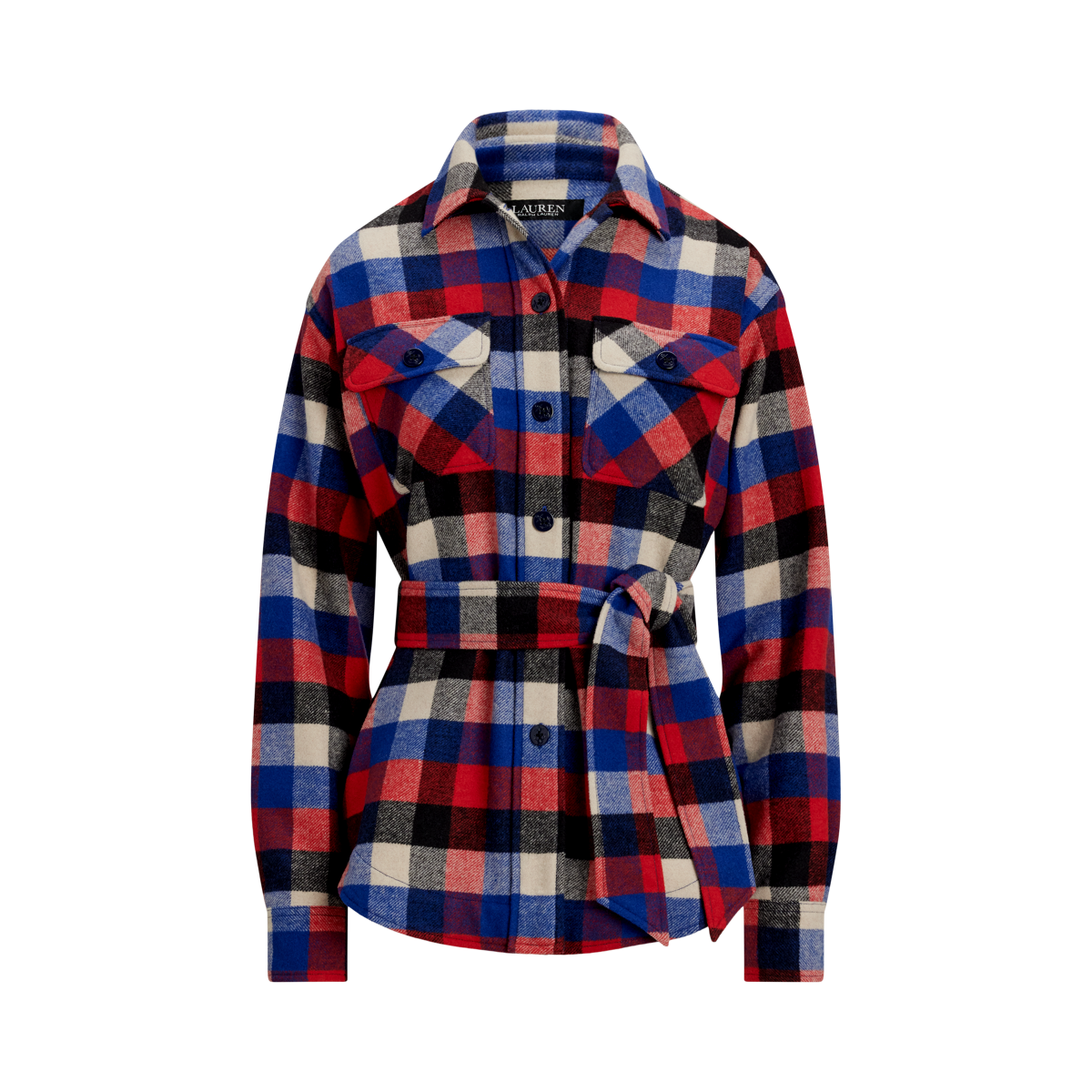 Buffalo Check Belted Twill Shirt Jacket