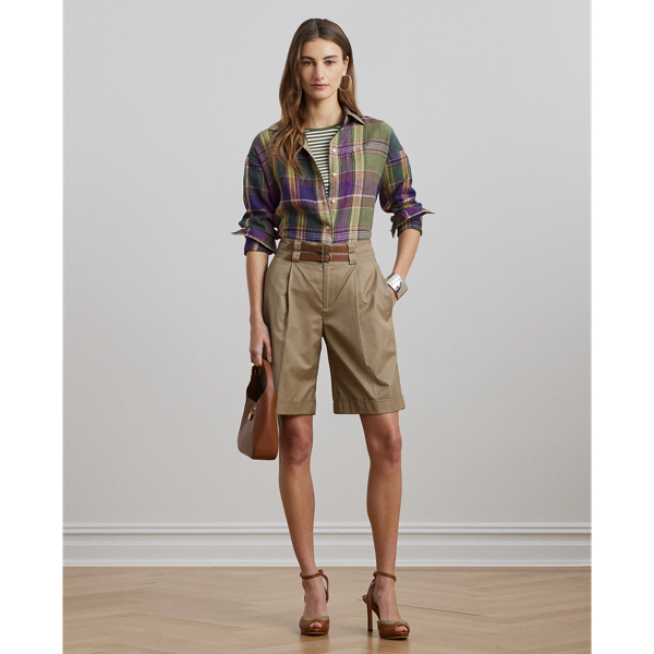 Relaxed Fit Plaid Linen Shirt