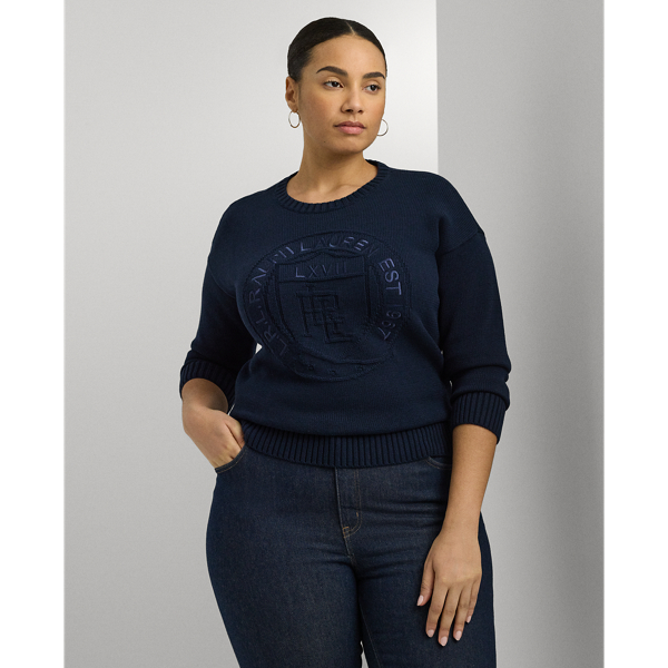 Logo-Crest Cotton Crewneck Sweater