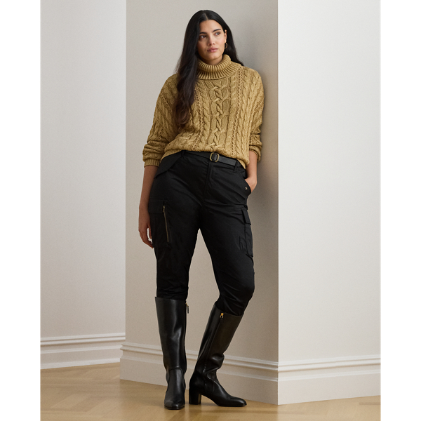 Metallic Cable-Knit Turtleneck Sweater