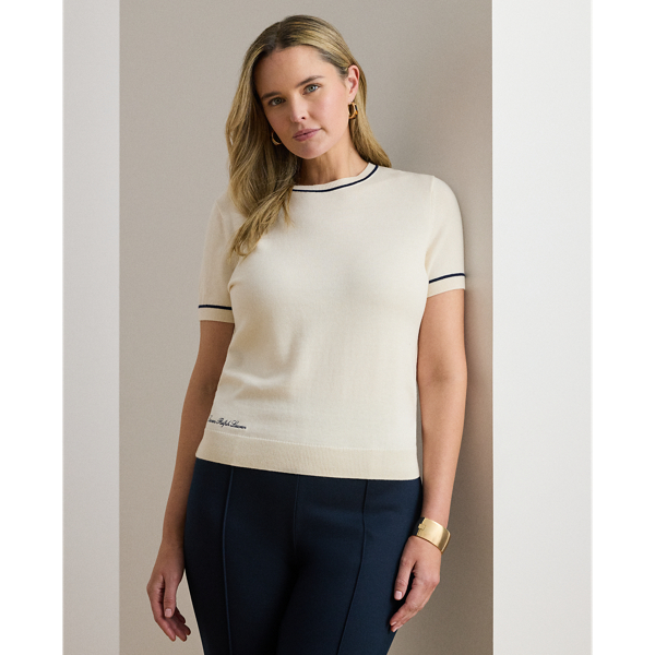 Two-Tone Short-Sleeve Sweater