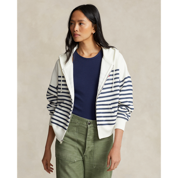 Striped Fleece Full-Zip Hoodie