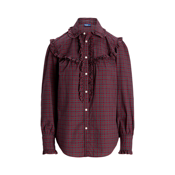 Ruffle-Trim Plaid Cotton Shirt for Women | Ralph Lauren® IN