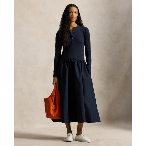 Cotton Henley Dress