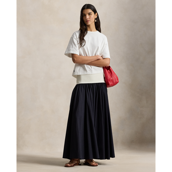 콘트라스트 웨이스트밴드 에이라인 스커트 | Ralph Lauren® Korea