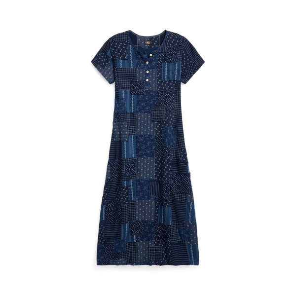 Indigo Patchwork Henley Dress | Ralph Lauren® Australia