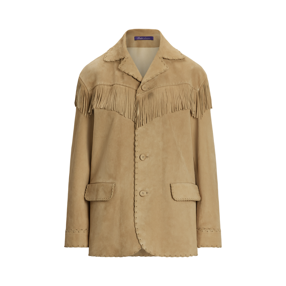 Ryland Fringe-Trim Lamb-Suede Jacket