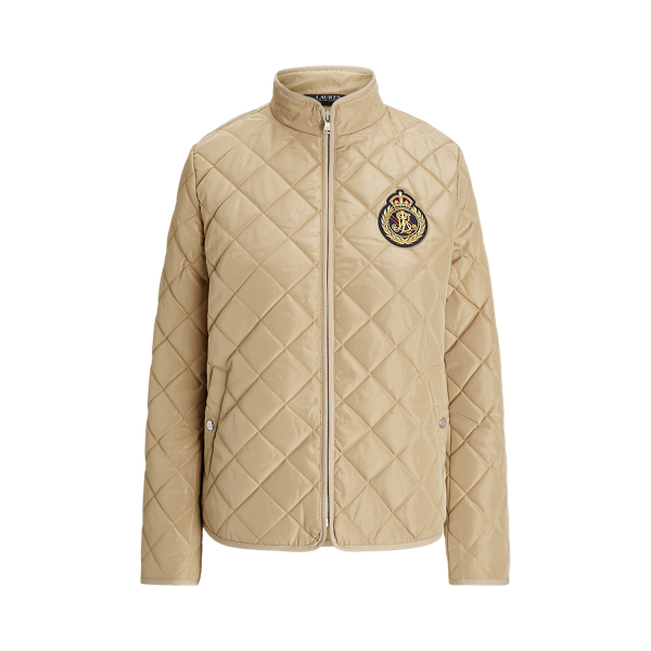 Crest-Patch Quilted Mockneck Jacket for Women | Ralph Lauren® AM