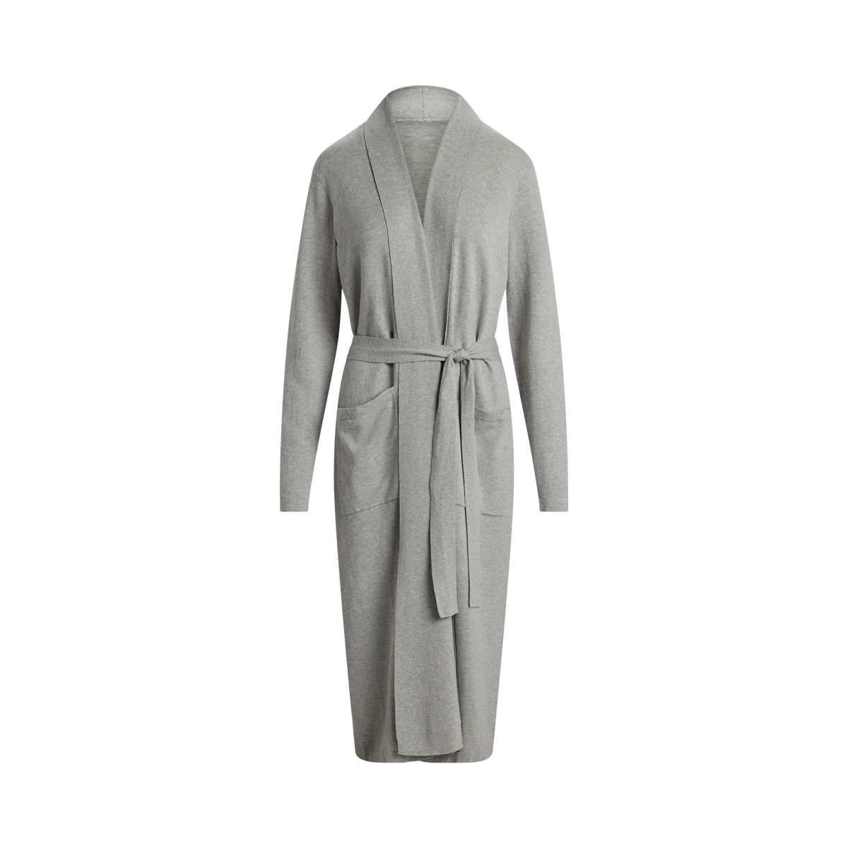 Belted Cotton Knit Long Robe