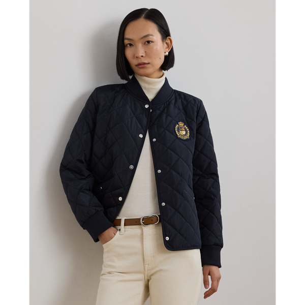 Crest-Patch Quilted Bomber Jacket
