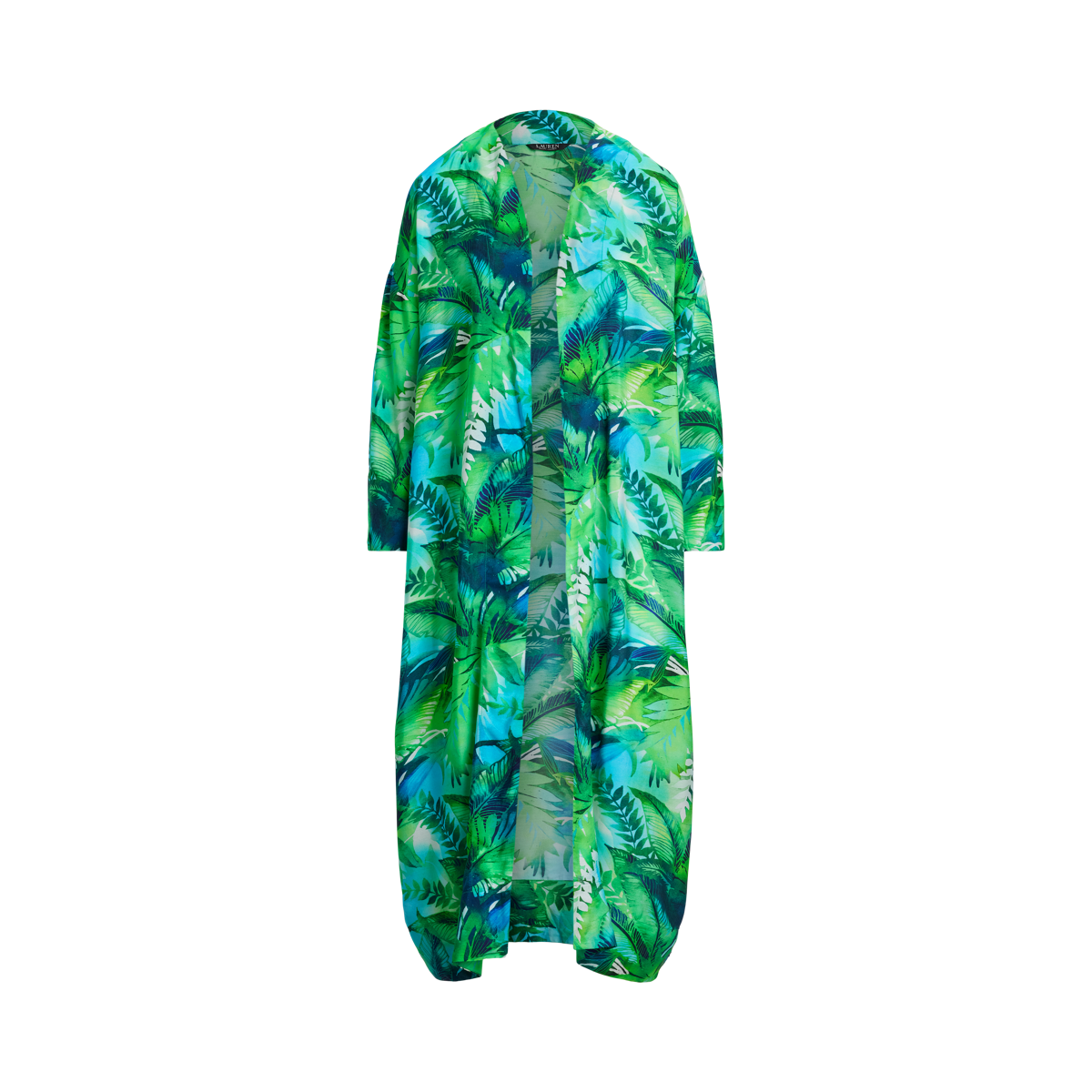 Palm-Frond-Print Robe Cover-Up