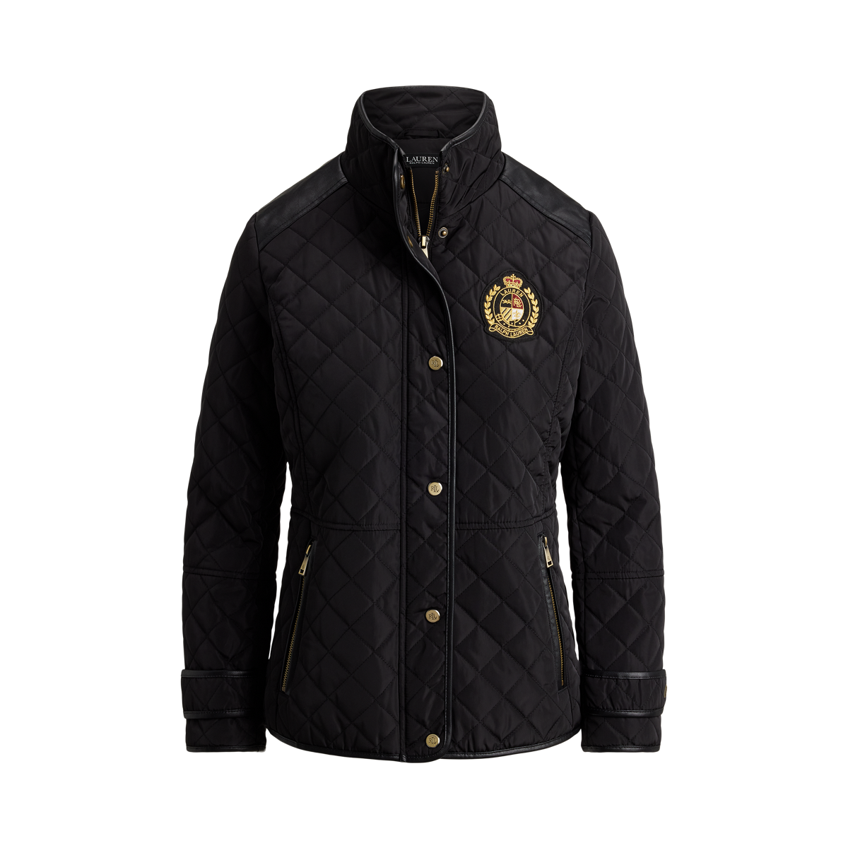 Crest-Patch Quilted Funnelneck Jacket