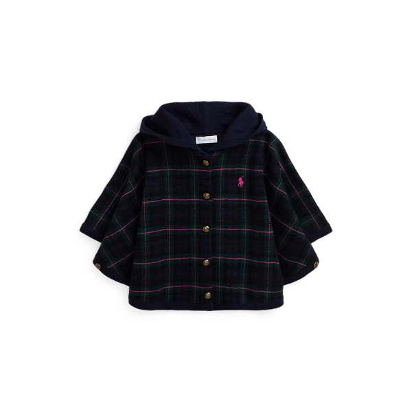 Plaid Wool Hooded Poncho