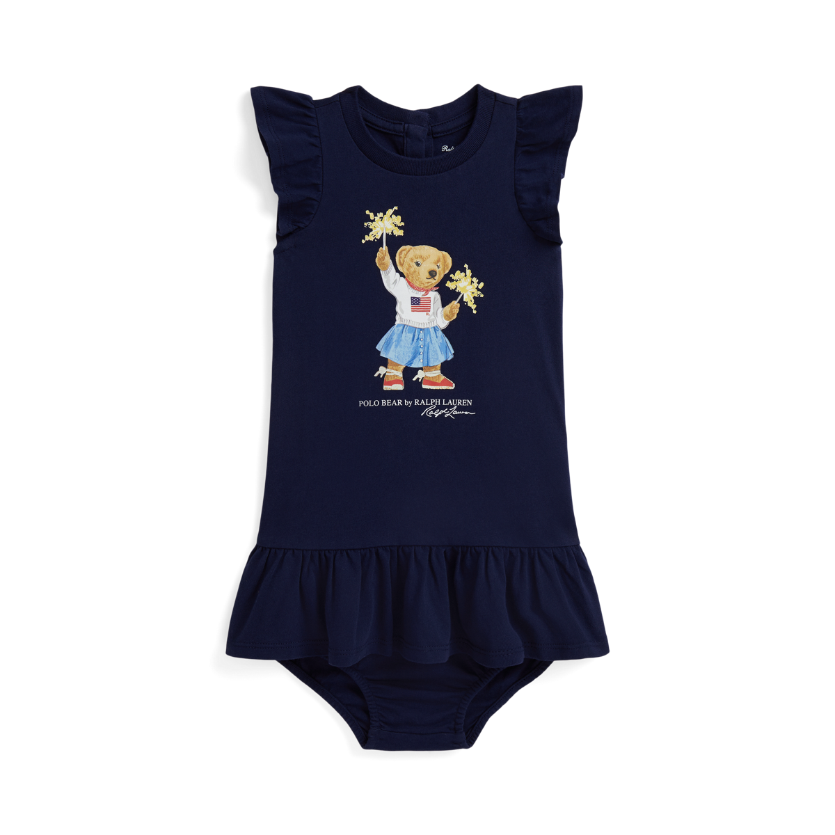 Polo Bear Cotton Jersey Dress & Bloomer