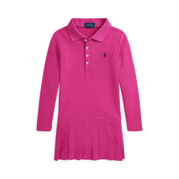 Pleated Stretch Mesh Polo Dress for Girls | Ralph Lauren® UK
