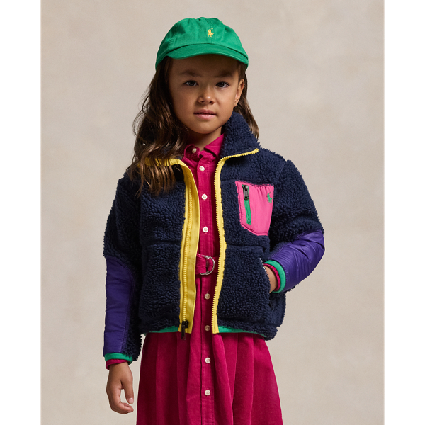 Colour-Blocked Teddy Fleece Jacket for Girls | Ralph Lauren® IE