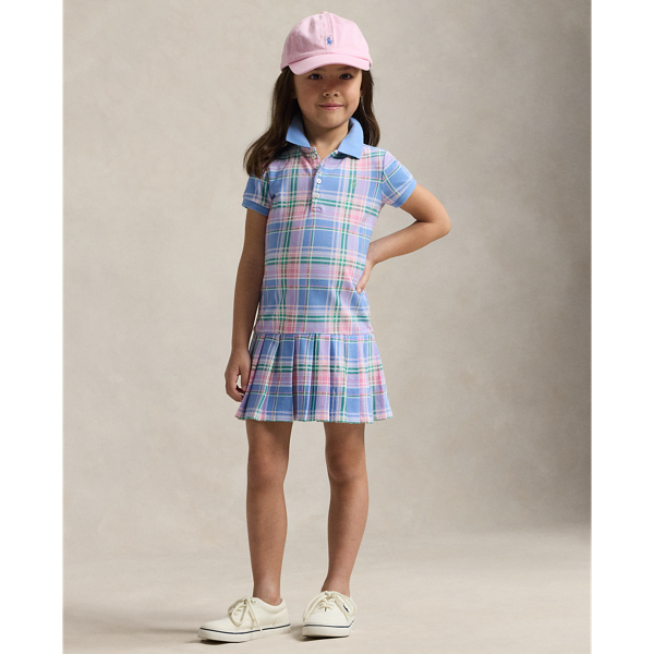 Plaid Cotton Mesh Polo Dress