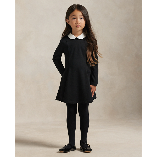 Contrast-Collar Ponte Dress