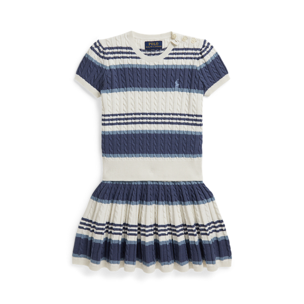 Striped Cable Cotton Sweater & Skirt
