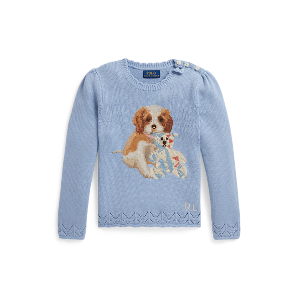 Dog Scalloped Crewneck Sweater