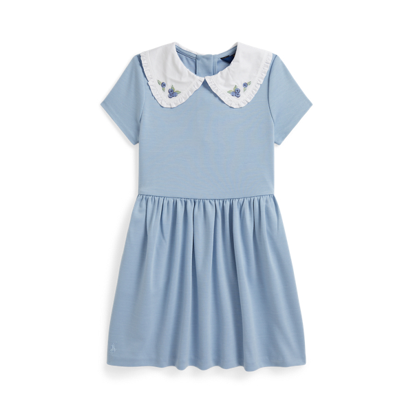 Blueberry-Collar Stretch Ponte Dress