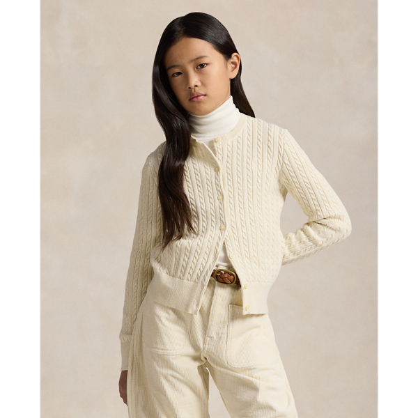 Metallic Cable Cotton-Blend Cardigan für Mädchen | Ralph Lauren® DE