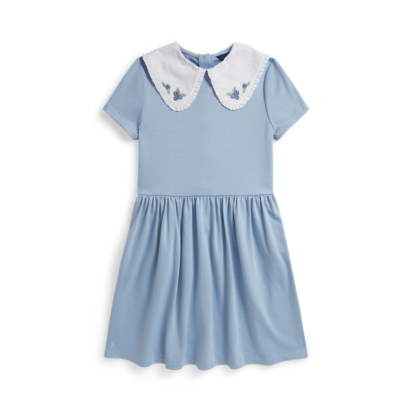 Blueberry-Collar Stretch Ponte Dress