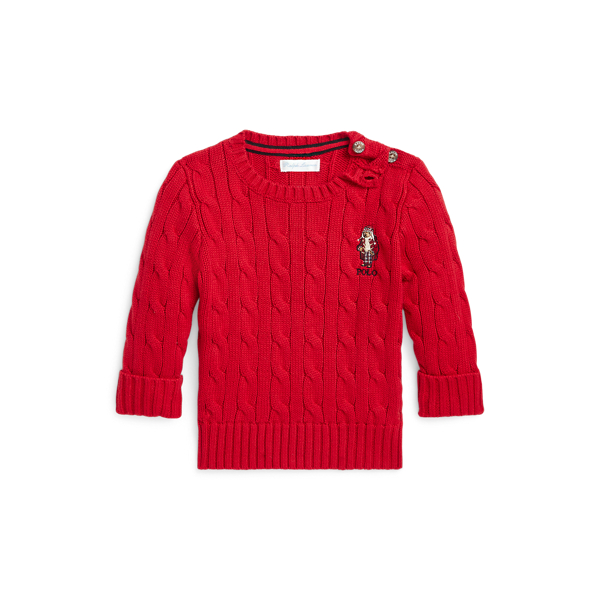Polo Bear Cable-Knit Cotton Sweater