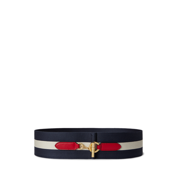 Striped Webbed Toggle Wide Belt