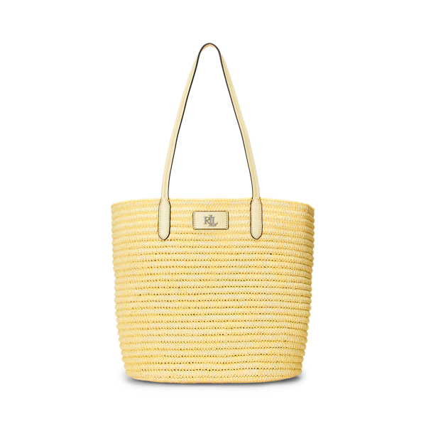 Grand cabas Brie en paille bordé de cuir pour Women | Ralph Lauren® FR