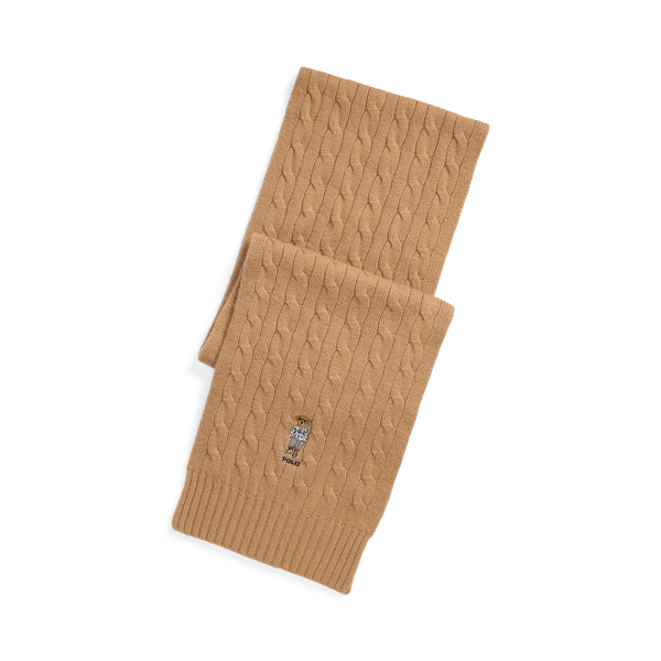 Polo Bear Cable-Knit Wool-Cashmere Scarf
