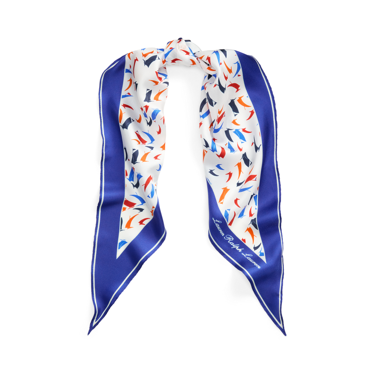 Sail-Print Silk Twill Diamond Scarf